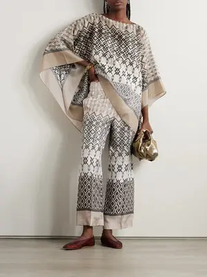 Brunello Cucinelli Printed Silk-voile Wide-leg Trousers