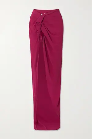 Rick Owens Gathered Asymmetric Crepe Maxi Skirt - Pink