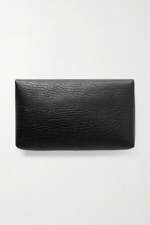 Saint Laurent Cassandre Large Textured-leather Clutch - Black