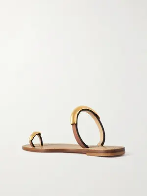 AMANU Samburu Embellished Leather Sandals - Brown