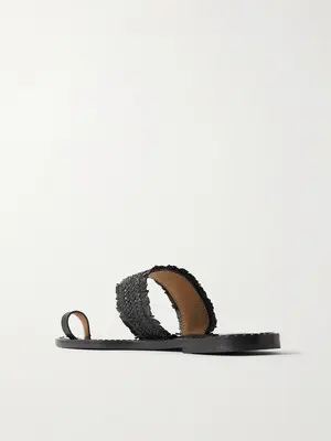 AMANU The Shela Fringed Braided Leather Slides