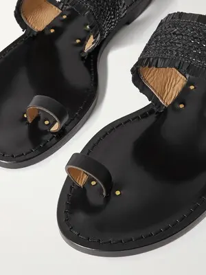 AMANU The Shela Fringed Braided Leather Slides