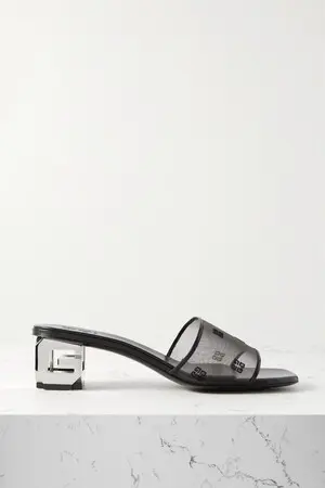 Givenchy Logo-embroidered Leather-trimmed Mesh Mules