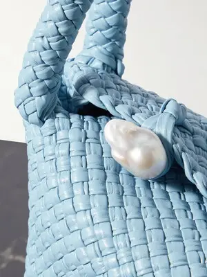 Bottega Veneta Veneta Pearl-embellished Intrecciato Leather Shoulder Bag
