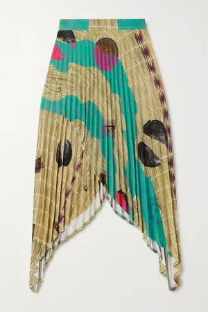 THEBE MAGUGU Asymmetric Pleated Printed Crepe Skirt