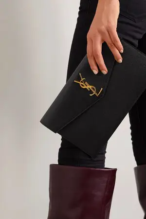Saint Laurent Uptown Textured-leather Pouch - Black