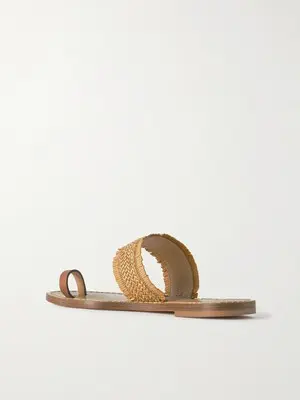 AMANU Shela Woven Raffia And Leather Sandals