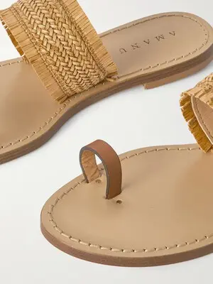 AMANU Shela Woven Raffia And Leather Sandals