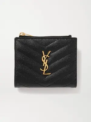 Saint Laurent Monogramme Quilted Textured-leather Wallet - Black