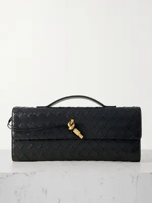 Bottega Veneta Andiamo Long Intrecciato Leather Clutch - Black