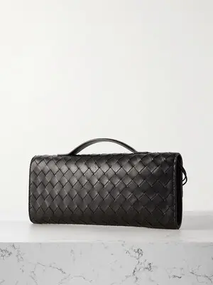 Bottega Veneta Andiamo Long Intrecciato Leather Clutch - Black