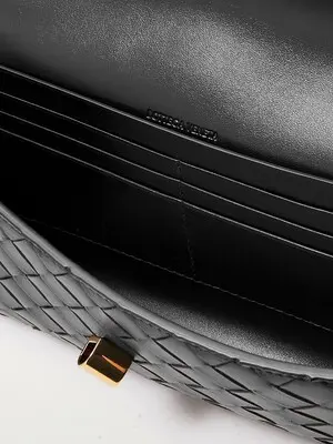 Bottega Veneta Andiamo Long Intrecciato Leather Clutch - Black