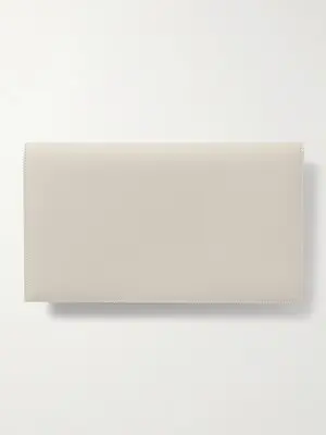 Saint Laurent Uptown Textured-leather Pouch - Neutrals