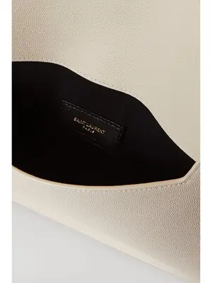 Saint Laurent Uptown Textured-leather Pouch - Neutrals