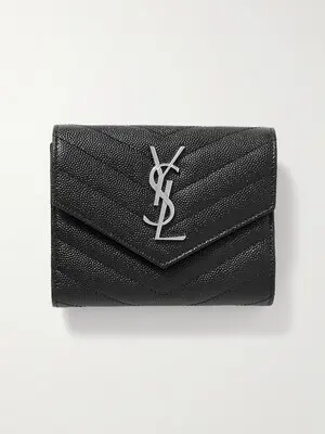 Saint Laurent Monogramme Quilted Textured-leather Wallet - Black