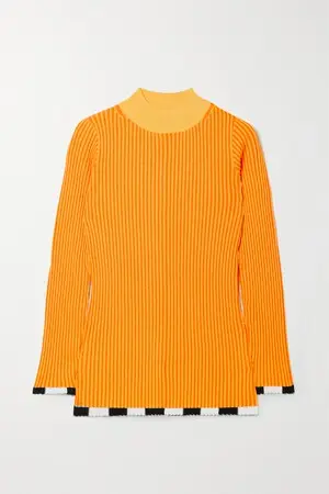Christopher John Rogers Color-block Ribbed Wool-blend Sweater