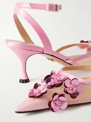 Mach & Mach Embellished Mesh Pumps