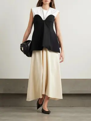 Carven Asymmetric Crepe Bustier Top