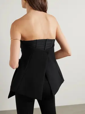 Carven Asymmetric Crepe Bustier Top