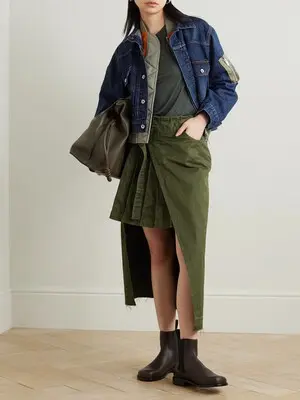 Sacai Asymmetric Pleated Wrap Skirt