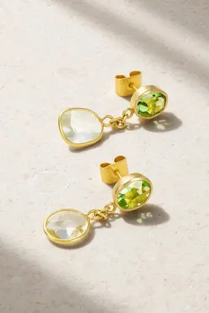 PIPPA SMALL 18-karat Aquamarine And Peridot Drop Earrings - Gold
