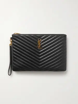 Saint Laurent Monogramme Quilted Leather Pouch - Black