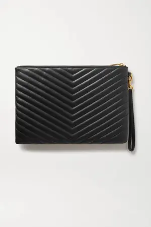 Saint Laurent Monogramme Quilted Leather Pouch - Black