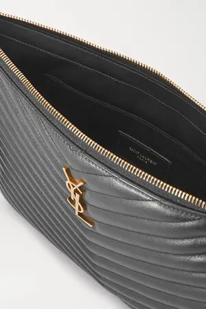 Saint Laurent Monogramme Quilted Leather Pouch - Black