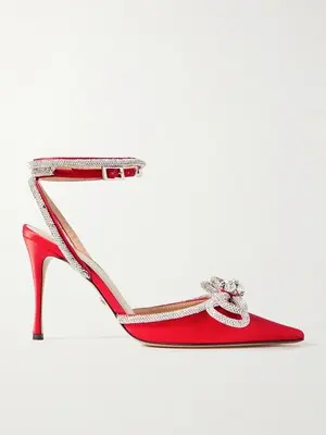 Mach & Mach Double Bow Silk-satin Pumps