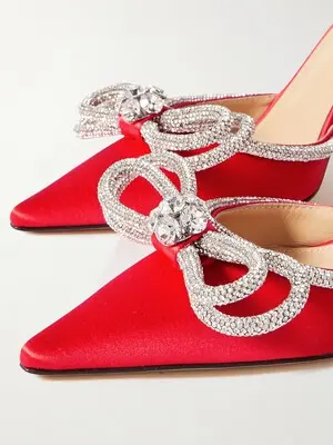 Mach & Mach Double Bow Silk-satin Pumps