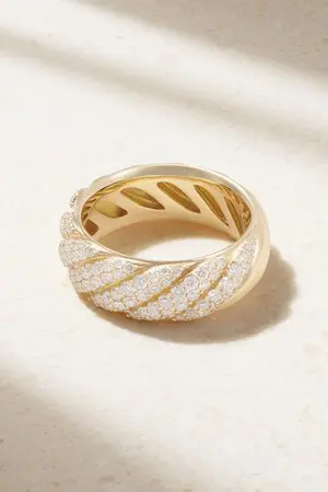 David Yurman Sculpted Cable Diamond Ring - Gold