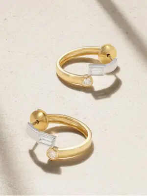 Yvonne Léon 18-karat Yellow And White Diamond Hoop Earrings - Gold