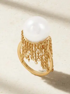 Yvonne Léon Pompon 18-karat Pearl And Diamond Ring - Gold