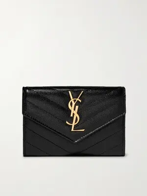 Saint Laurent Monogramme Envelope Quilted Textured-leather Wallet - Black
