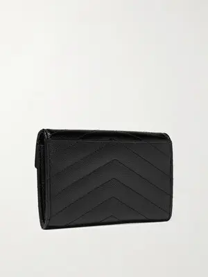 Saint Laurent Monogramme Envelope Quilted Textured-leather Wallet - Black