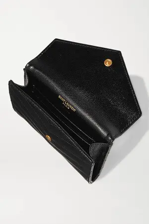 Saint Laurent Monogramme Envelope Quilted Textured-leather Wallet - Black