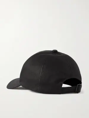 Saint Laurent Embroidered Cotton And Linen-blend Gabardine Baseball Cap - Black