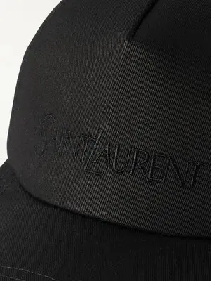 Saint Laurent Embroidered Cotton And Linen-blend Gabardine Baseball Cap - Black