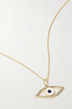 Mateo Eye Of Protection 14-karat Enamel And Diamond Necklace - Gold