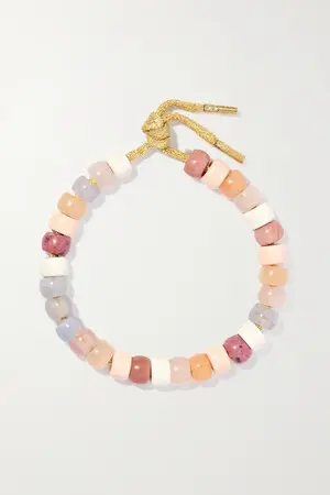 Carolina Bucci Loveshackfancy Forte Beads 18-karat And Lurex Bracelet - Gold