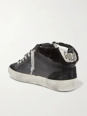 GOLDEN GOOSE Mid Star Shearling-lined Distressed Sneakers