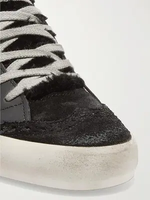 GOLDEN GOOSE Mid Star Shearling-lined Distressed Sneakers