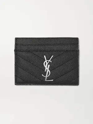 Saint Laurent Monogramme Quilted Textured-leather Cardholder - Black