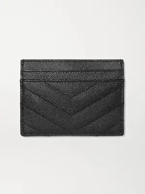 Saint Laurent Monogramme Quilted Textured-leather Cardholder - Black