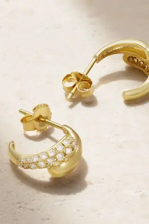 JENNIFER MEYER Double Dome Mini 18-karat Diamond Hoop Earrings