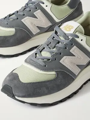 NEW BALANCE 574 Leather, Suede And Mesh Sneakers - Gray