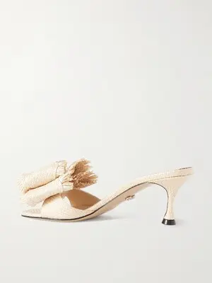 Mach & Mach Cadeau Bow-embellished Raffia Mules