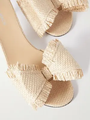 Mach & Mach Cadeau Bow-embellished Raffia Mules