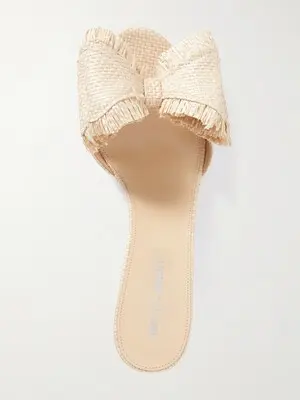 Mach & Mach Cadeau Bow-embellished Raffia Mules