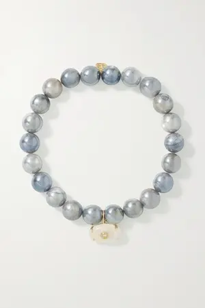SYDNEY EVAN Evil Eye 14-karat Moonstone And Diamond Bracelet - Gold